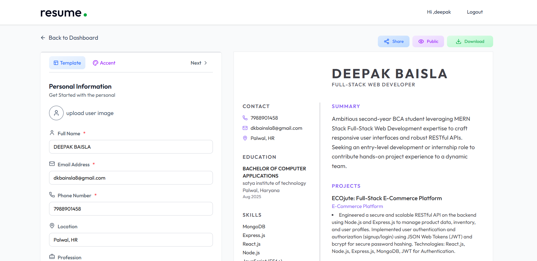 Deepak Portfolio